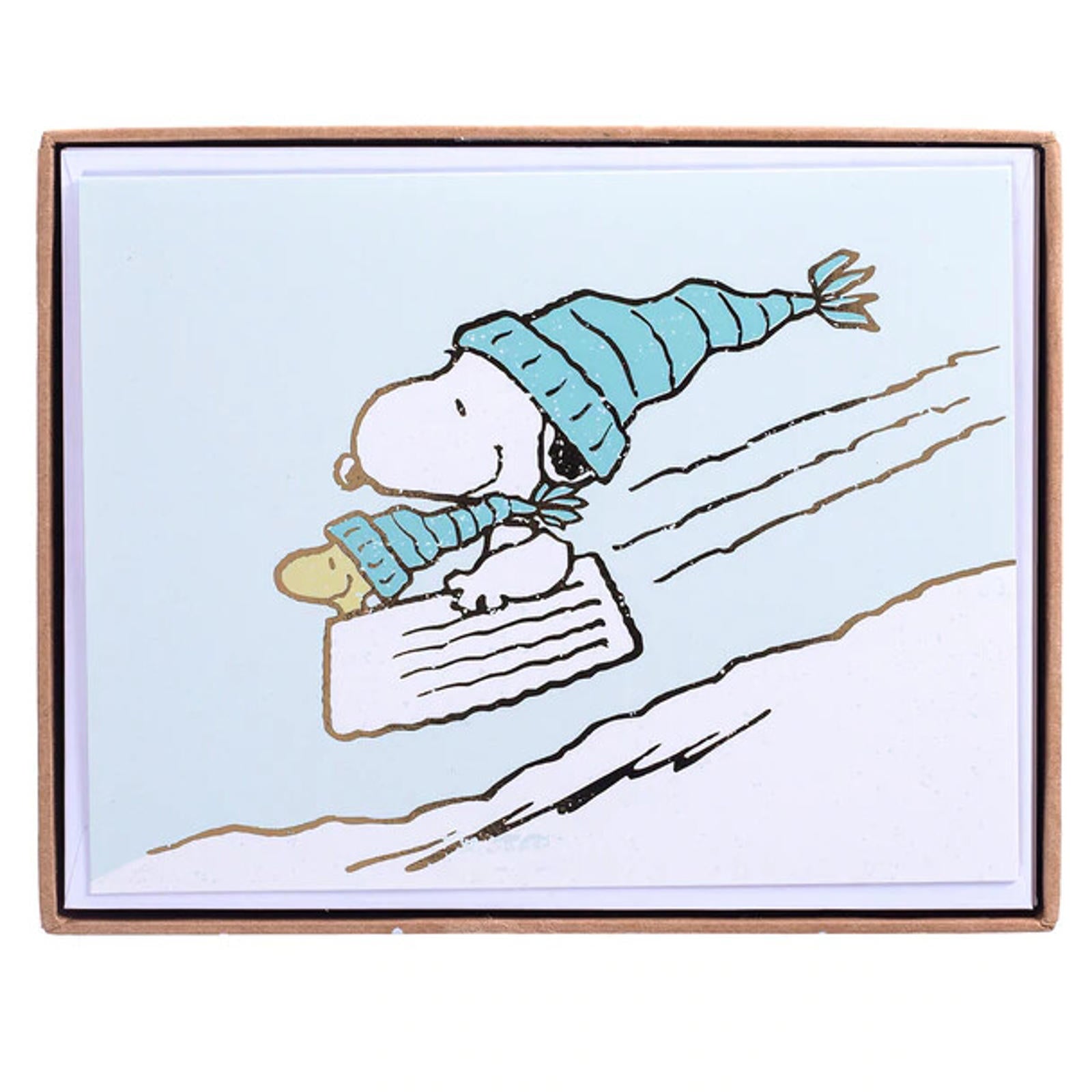 Graphique Peanuts™ Sledding Light Blue Mid-Sized Holiday Boxed Card 15 ...