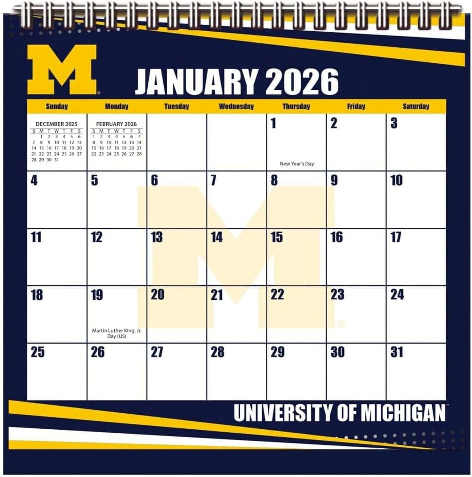 Turner Michigan Wolverines 2026 Easel Desk Calendar – Love Holiday Decor