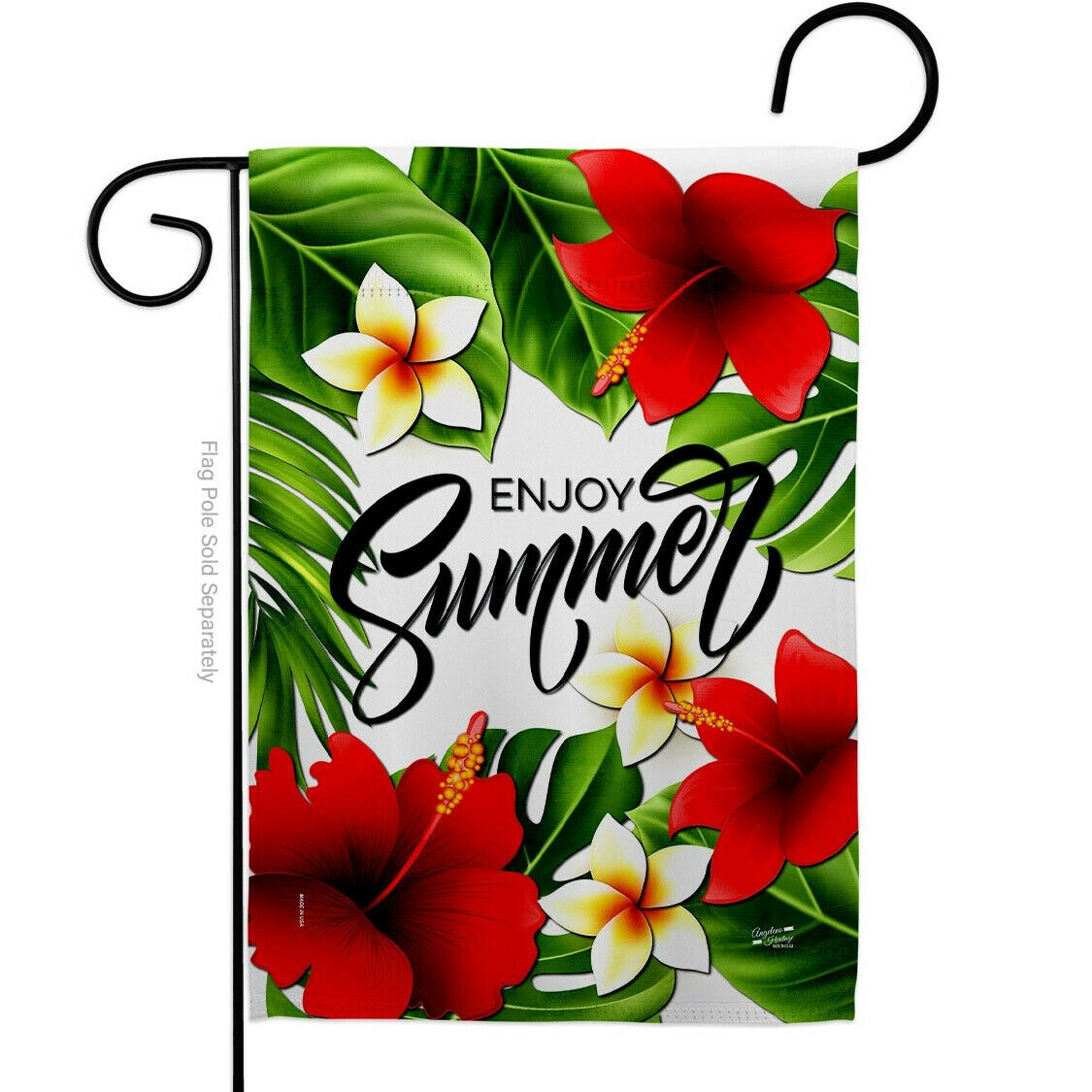 Two Group Flag Summer Hibiscus Summertime Fun and Sun Tropical Floral ...