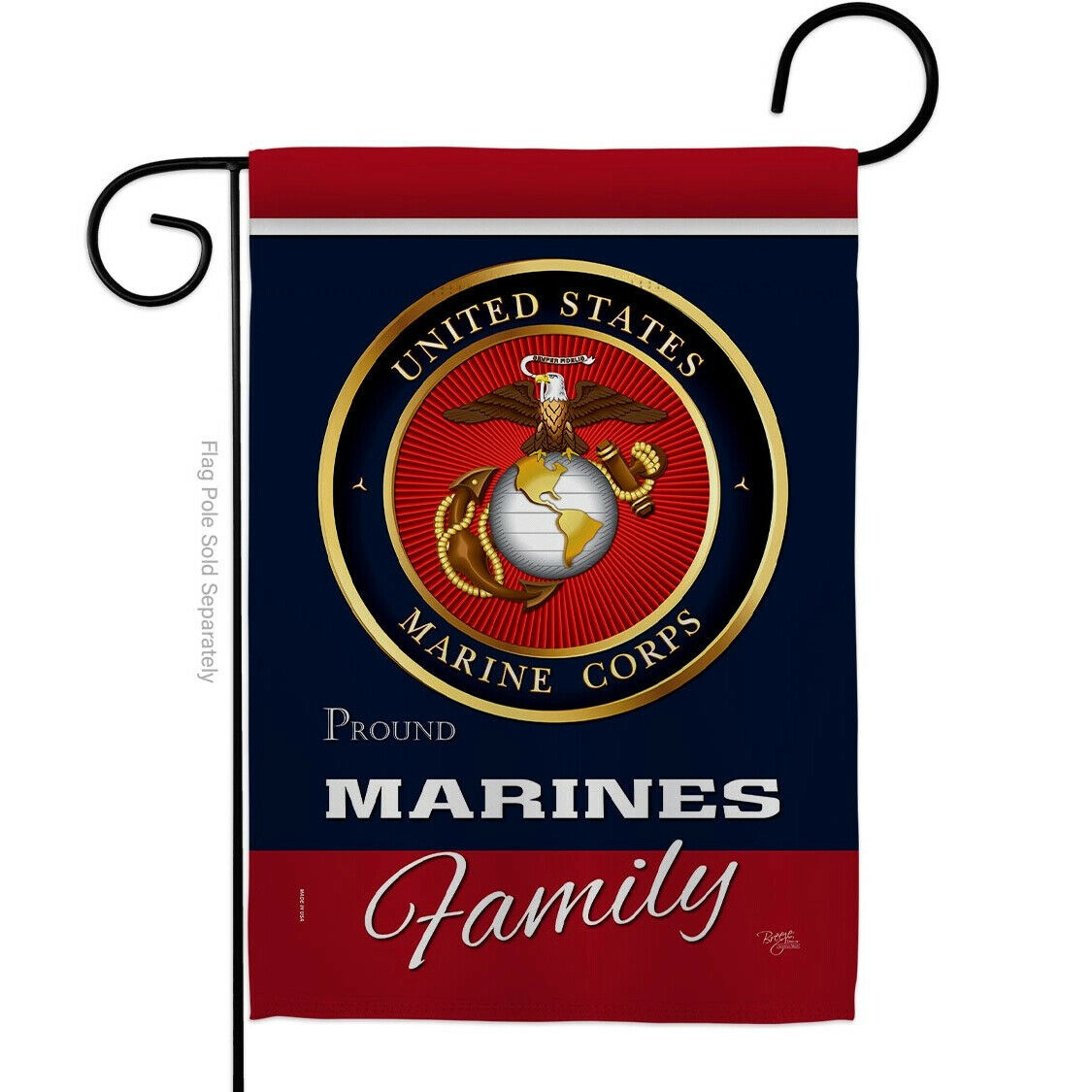 Two Group Flag Proudly Family Armed Forces Military Marine Corps Decor ...